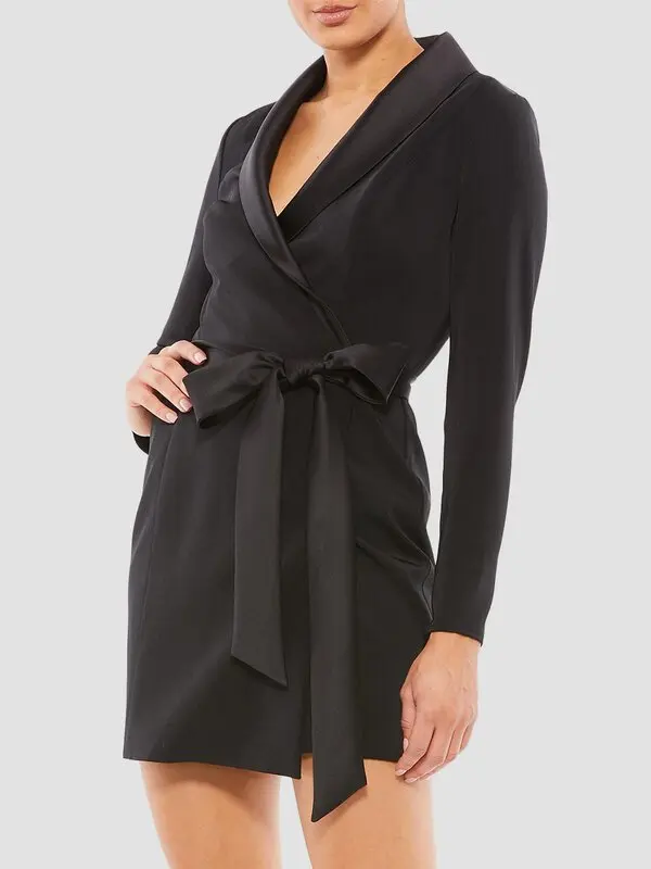 Mac Duggal Ieena Tuxedo Mini Dress - Black