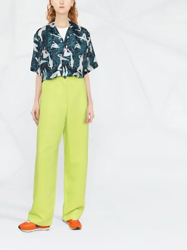 MSGM High-waisted Wide-leg Trousers - Green