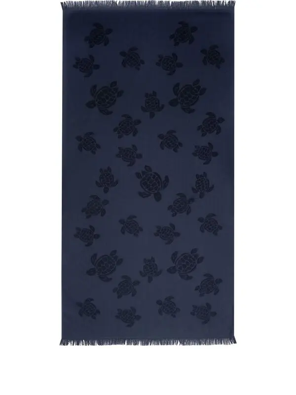 Vilebrequin Turtle Fringed Bath Towel - Blue