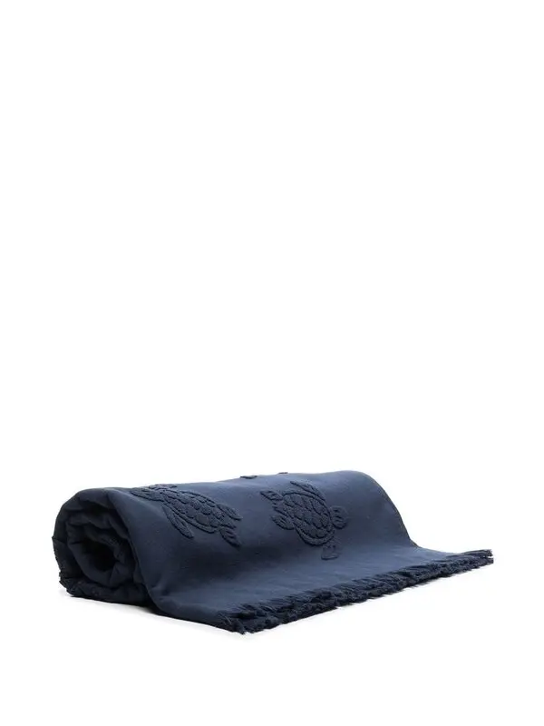Vilebrequin Turtle Fringed Bath Towel - Blue
