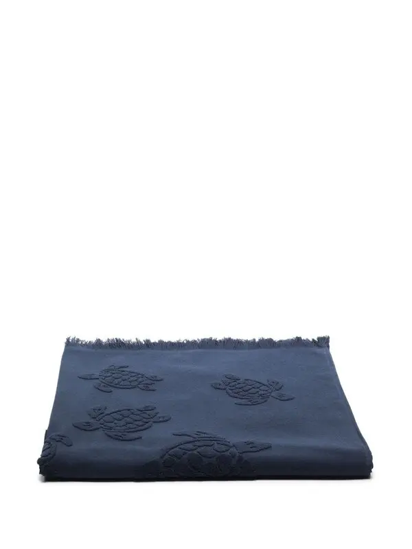Vilebrequin Turtle Fringed Bath Towel - Blue