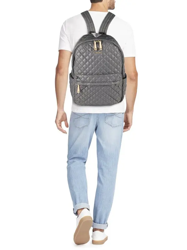 Mz Wallace Metro Quilted Backpack - Medium Grey