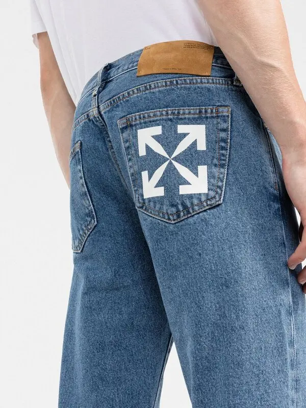 Off-White Logo-print Straight-leg Jeans