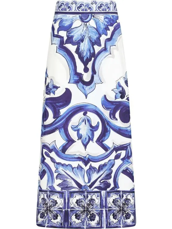 Dolce & Gabbana Majolica-print Maxi Skirt - Blue