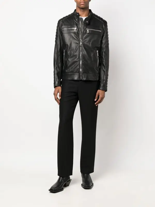 Philipp Plein Long Sleeve Leather Jacket