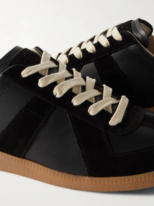 MAISON MARGIELA Replica Leather And Suede Sneakers - Black