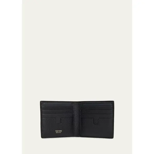 TOM FORD Grained Leather T-line Bifold Wallet - Black