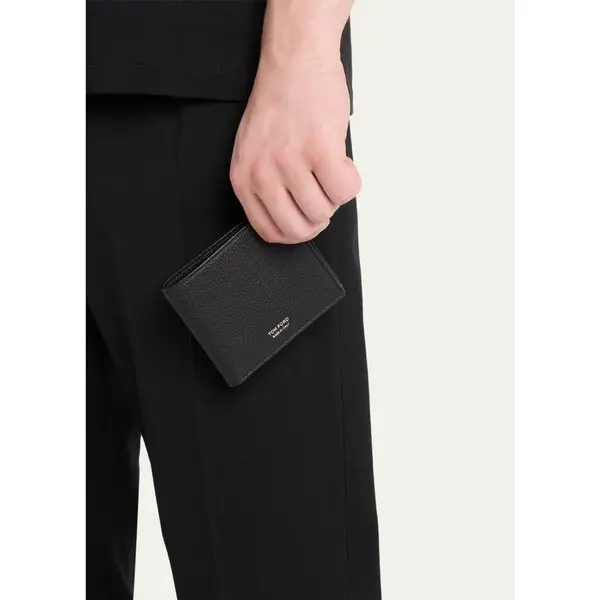 TOM FORD Grained Leather T-line Bifold Wallet - Black