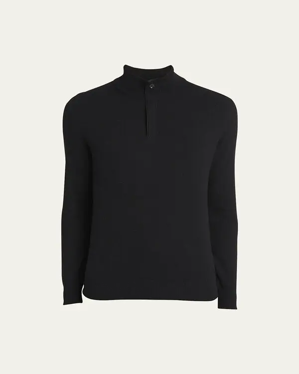 Zegna Cashmere Quarter-zip Pullover - Black Solid