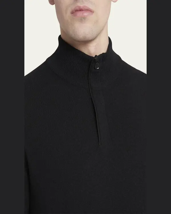 Zegna Cashmere Quarter-zip Pullover - Black Solid