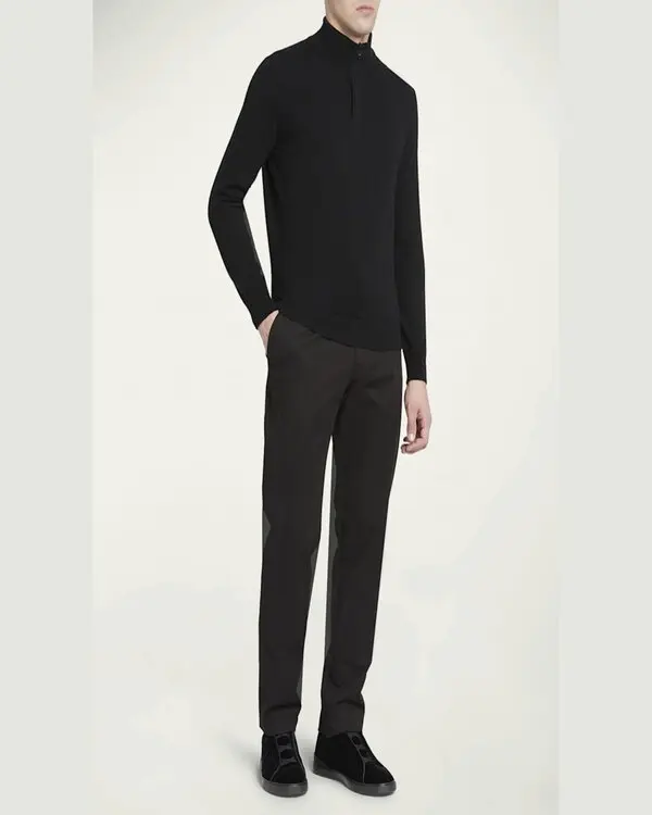 Zegna Cashmere Quarter-zip Pullover - Black Solid