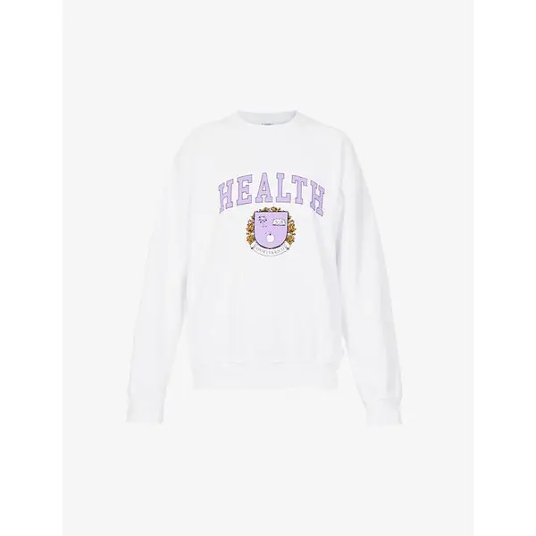 SPORTY & RICH Diana Graphic-print Cotton-jersey Sweatshirt