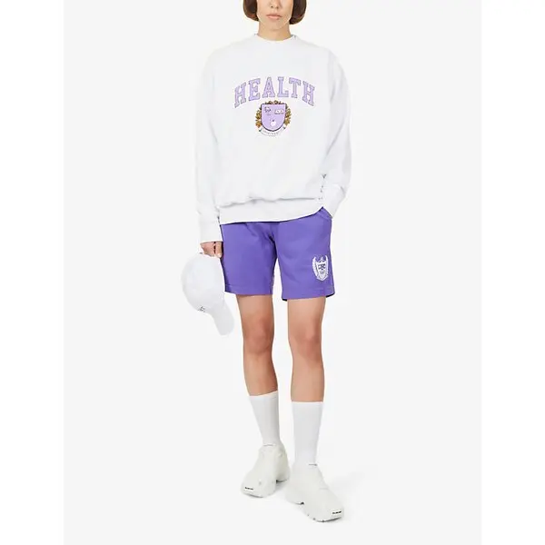 SPORTY & RICH Diana Graphic-print Cotton-jersey Sweatshirt