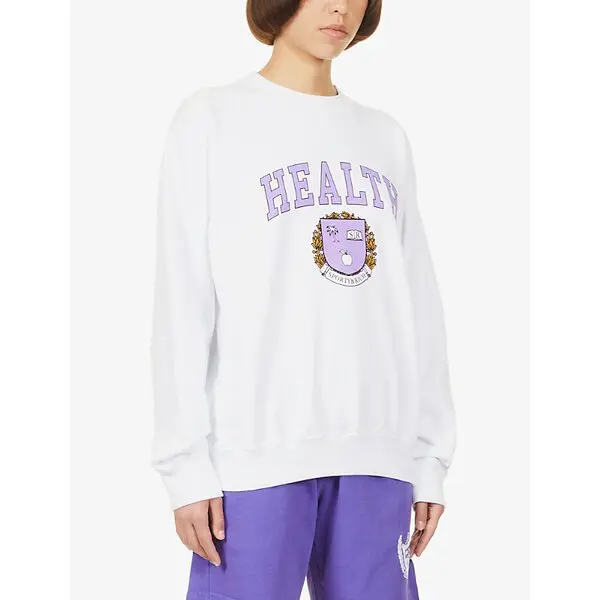 SPORTY & RICH Diana Graphic-print Cotton-jersey Sweatshirt