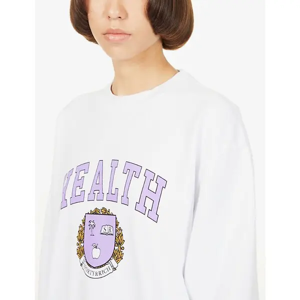 SPORTY & RICH Diana Graphic-print Cotton-jersey Sweatshirt