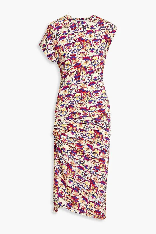 Rabanne Snapdetailed Floralprint Stretchjersey Midi Dress - Ivory