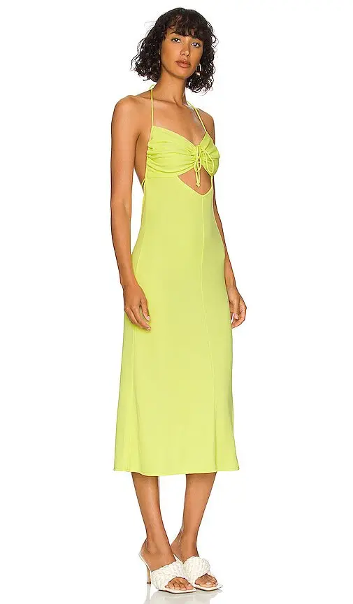 L'Academie Mira Midi Dress In Green In Limelight - 85% Off | Editorialist