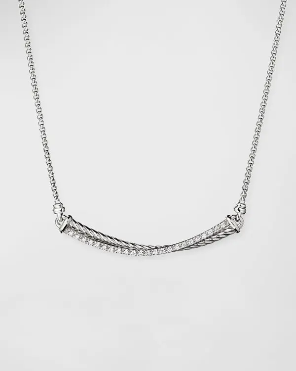 David Yurman Dy Crossover Bar Necklace - Diamond