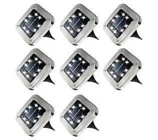 BELL & HOWELL 8 Led Outdoor Solar Powered Squar E Disk Lights - One-color