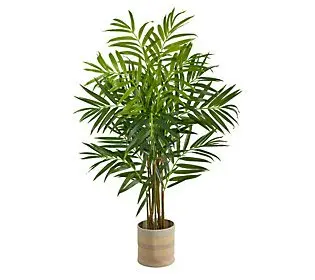 NEARLY NATURAL 8' King Palm In Natural Cotton Multi Planter By - One-color