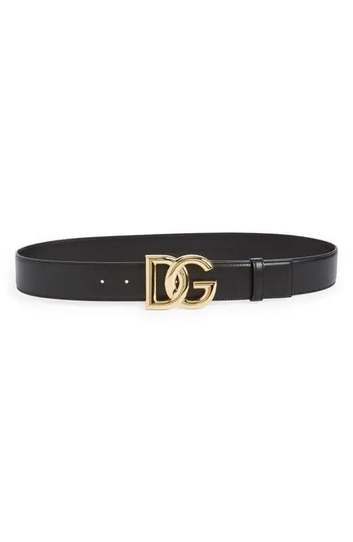 Dolce & Gabbana Dg Logo Leather Belt - 80999 Nero