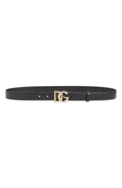 Dolce & Gabbana Dg Logo Leather Belt - Nero