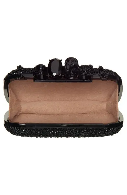 Alexander McQueen Skull Crystal Embellished Four-ring Box Clutch - Black/black