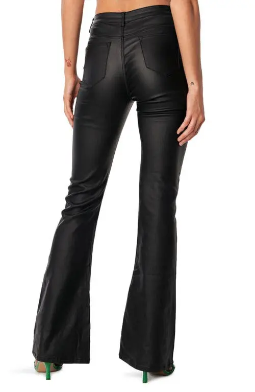 EDIKTED Luna Faux Leather Flare Leg Pants - Black