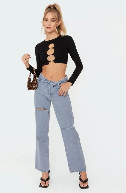 EDIKTED Patricia Long Sleeve Crop Top