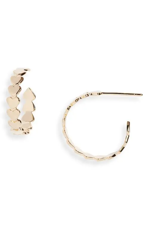 Jennifer Zeuner Jewelry Drea Heart Hoop Earrings - Yellow Gold