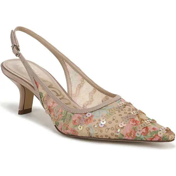 Sam Edelman Bianka Slingback Pumps - Ecru Multi