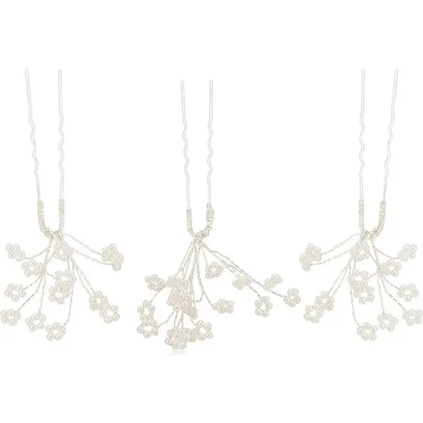 Brides & Hairpins Gracie Set Of 3 Imitation Pearl Hair Pins - Silver