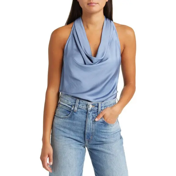 OPEN EDIT Cowl Neck Satin Tank