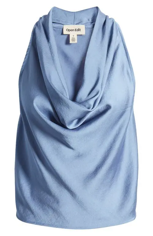 OPEN EDIT Cowl Neck Satin Tank