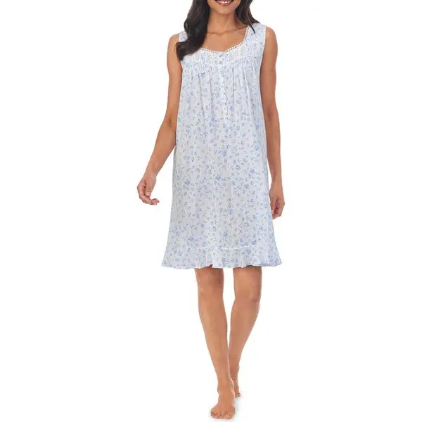 Eileen West Floral Short Nightgown - Blue Fl