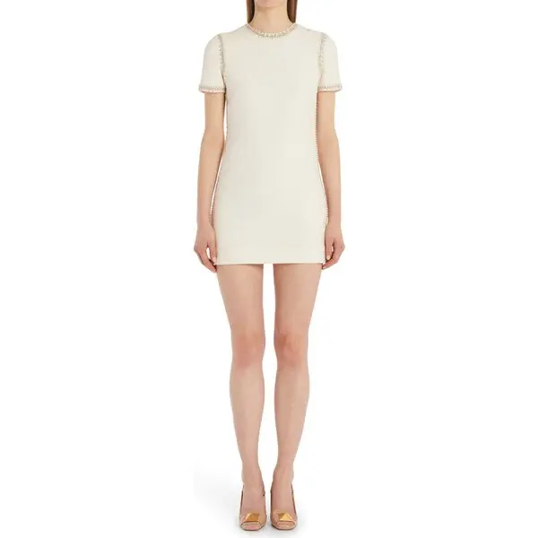 Valentino Garavani Beaded Wool & Silk Crepe Couture Minidress - Avorio
