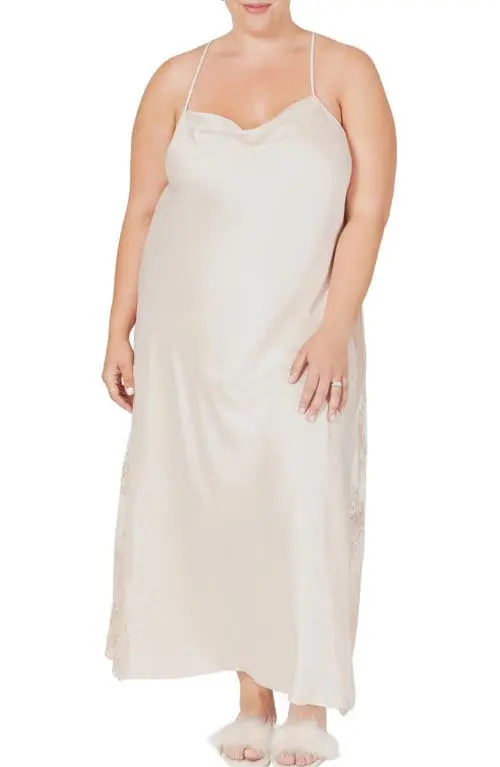Rya Collection Darling Satin & Lace Nightgown - Champagne