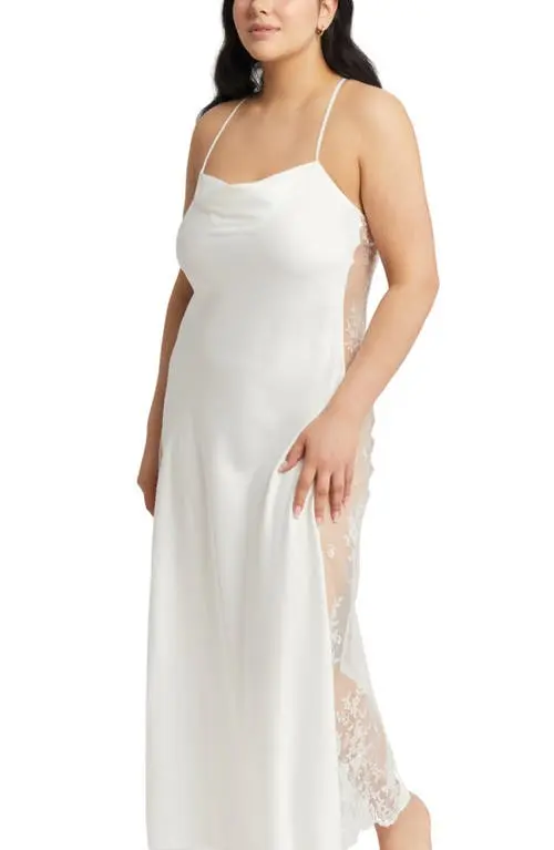 Rya Collection Darling Satin & Lace Nightgown - Ivory