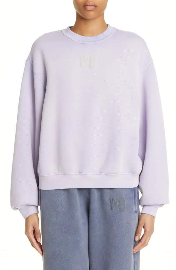 Alexander Wang Essential Cotton Blend Fleece Logo Sweatshirt