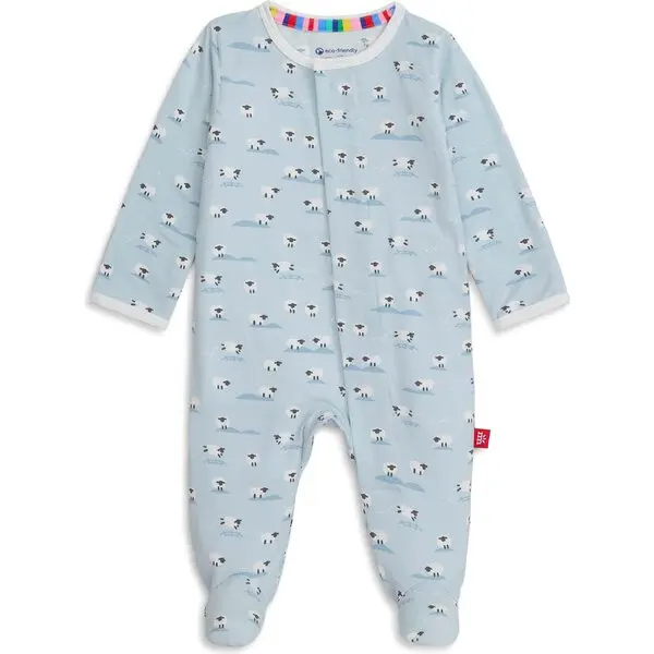 MAGNETIC ME Baa Baa Baby Sheep Print Footie - Blue