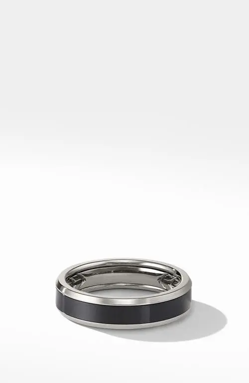 David Yurman Beveled Titanium Band Ring - Grey Titanium/ Black Titanium