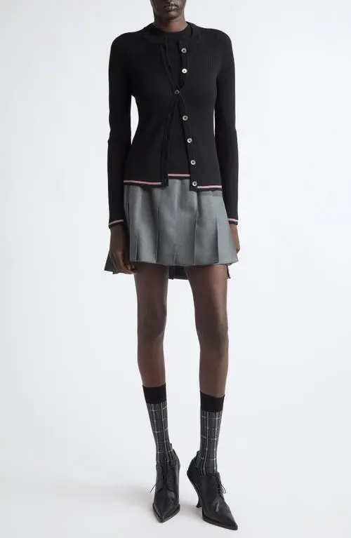 Thom Browne Wool-blend Pleated Miniskirt - Medium Grey