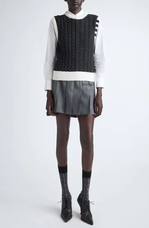 Thom Browne Wool-blend Pleated Miniskirt - Medium Grey