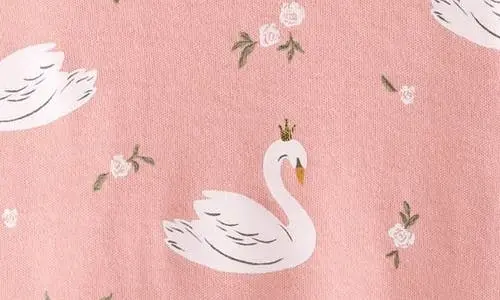 Nordstrom Print Cotton Footie - Pink Beauty Swan Boquet