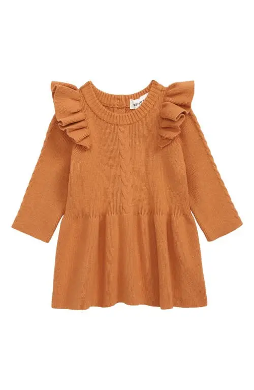 Ashmi & Co. Eva Ruffle Shoulder Knit Dress - Burnt Orange | Editorialist