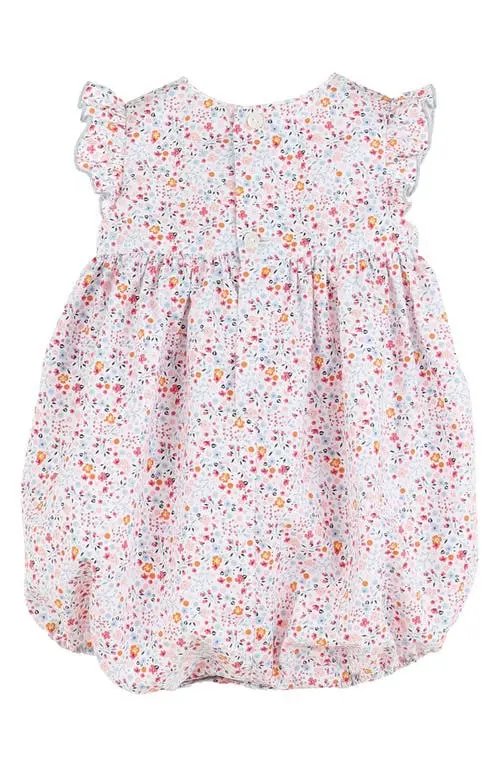 LULI & ME Floral Cotton Bubble Romper - Coral