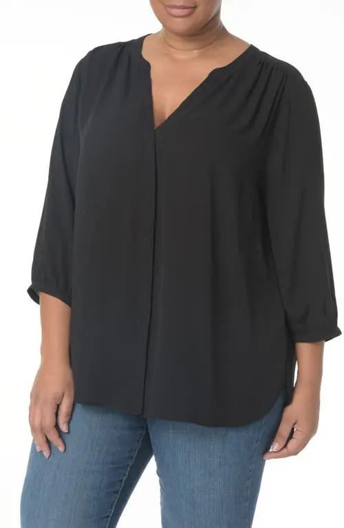 NYDJ Semisheer Pintuck Blouse - Black