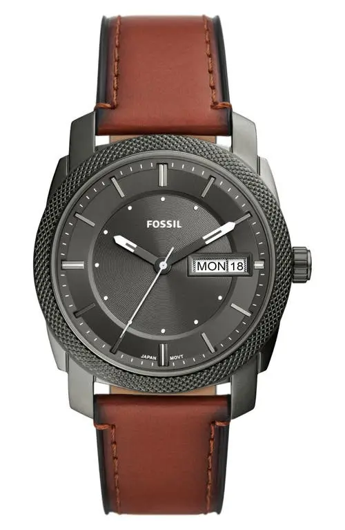 Fossil Machine Leather Strap Watch - Brown