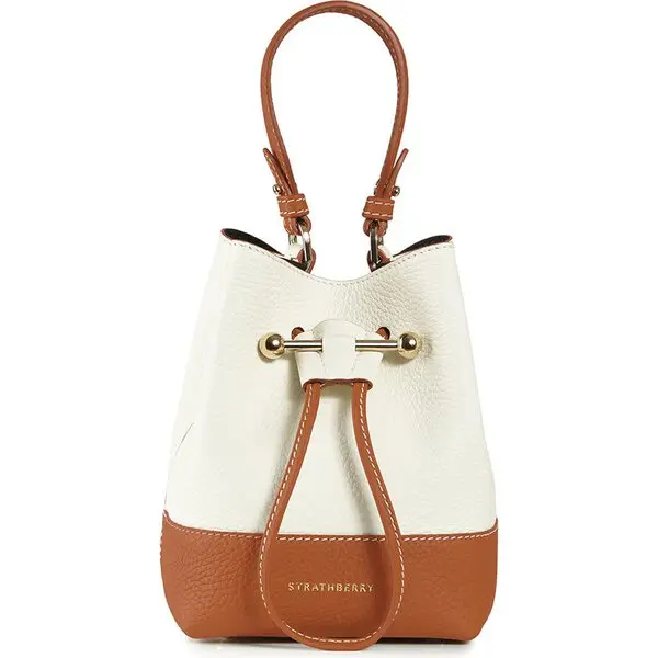 Strathberry Lana Osette Bicolor Leather Bucket Bag - Vanilla/tan