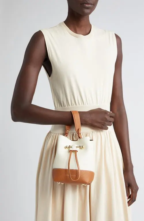 Strathberry Lana Osette Bicolor Leather Bucket Bag - Vanilla/tan